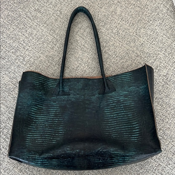B. May | Bags | Elegant Green And Blue Textured Tote Bag | Poshmark